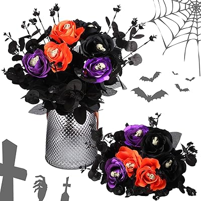 Amazon.com: 3 Pack Halloween Artificial Potted Flowers in Small Burlap ...
