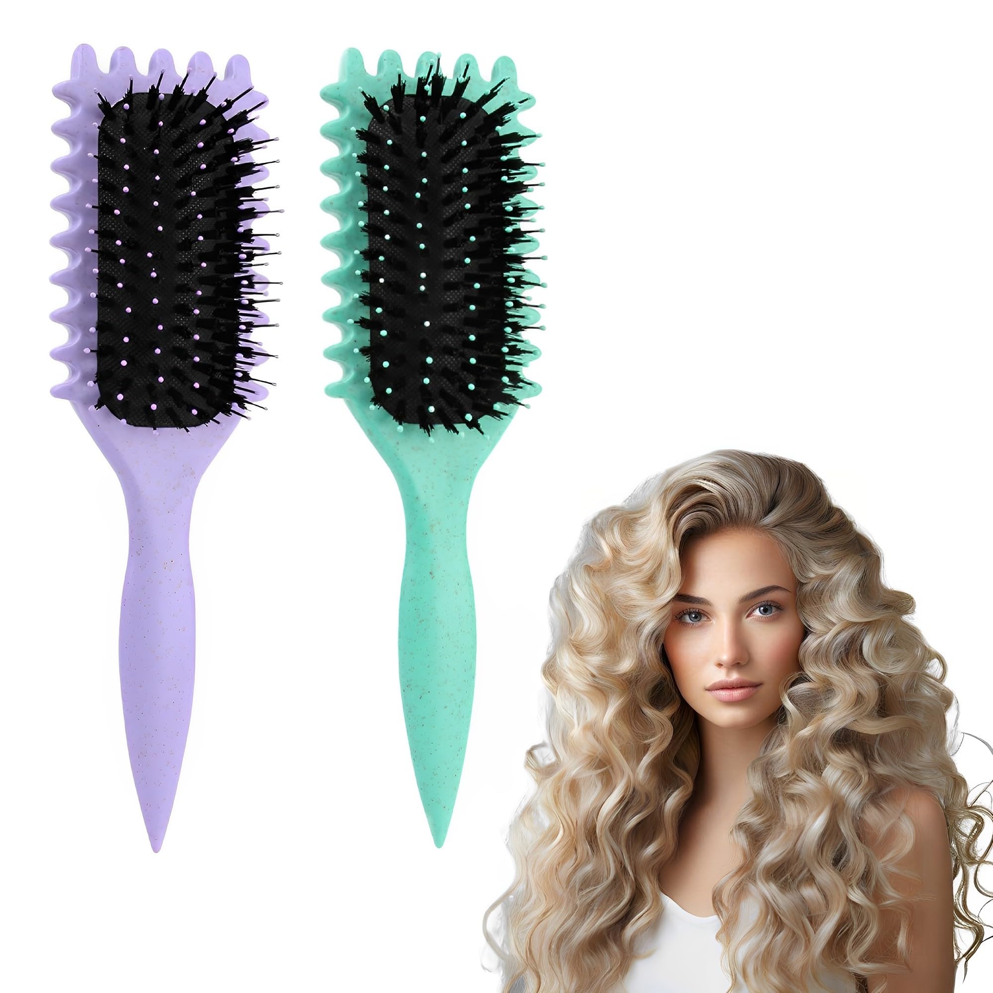 Curl Defining Brush 2 Pack, Curly Hair Brush for Combing and Shaping ...