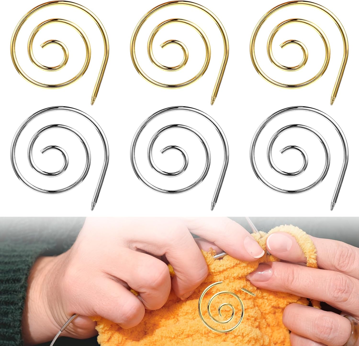 Amazon.com: COMNICO Spiral Cable Knitting Needle, 6Pcs Metal Circular ...