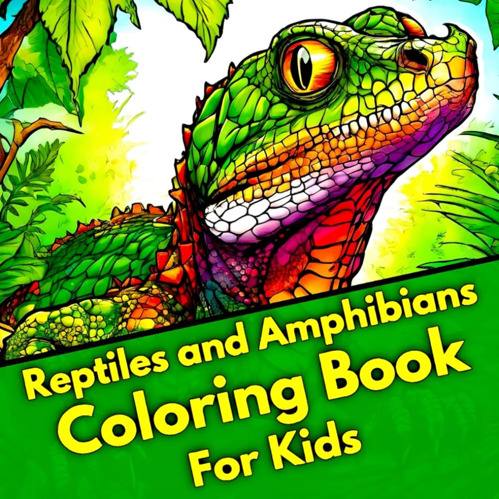 Buy Reptiles and Amphibians Coloring Book For Kids: Featuring Snakes ...