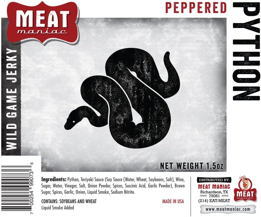 Amazon.com: Meat Maniac Exotic Game Beef Jerky (Peppered Python Jerky 1 ...