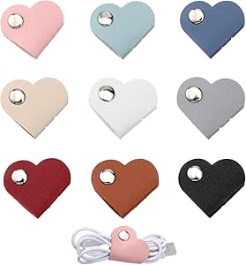 Amazon.com: 9PCS Heart Cord Organizer, Portable PU Leather Headphone ...
