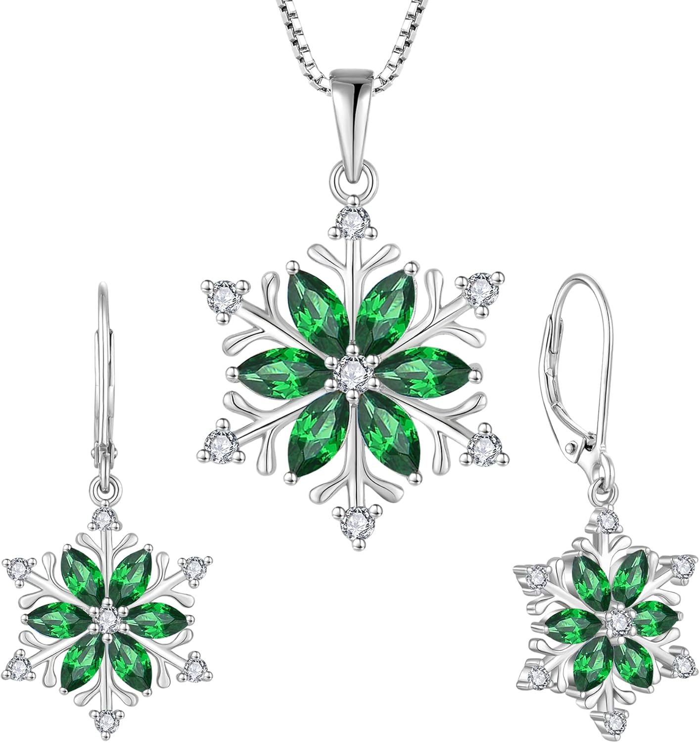 Amazon.com: STARCHENIE Snowflake Necklace Earrings 925 Sterling Silver ...