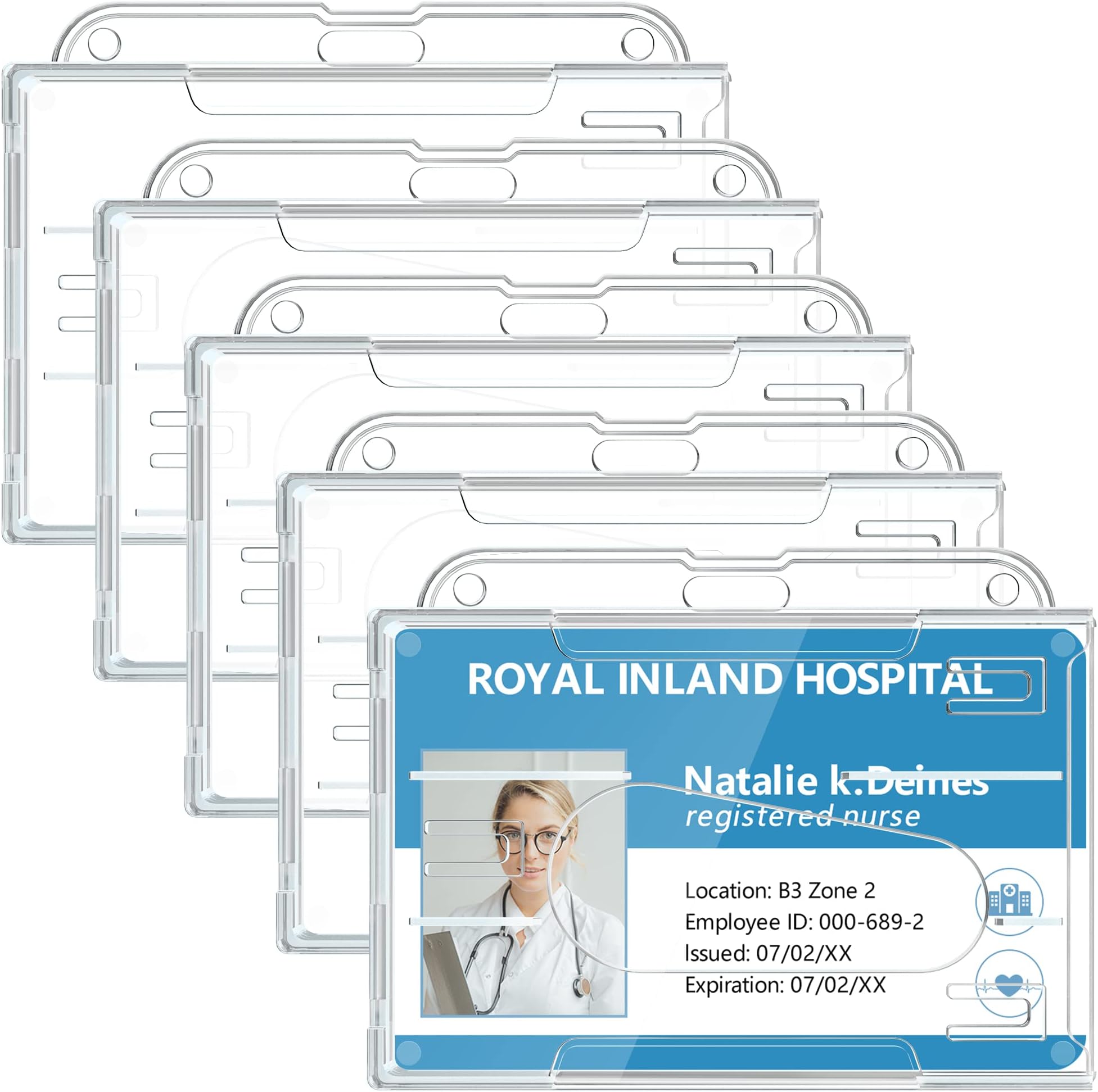 Amazon.com : Hard Plastic Badge Holder, FadyRaye Clear ID Badge Name ...