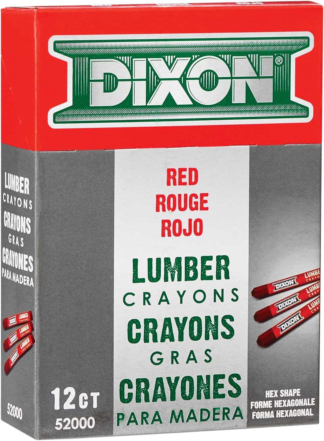 Amazon.com: TRACER Construction Lumber Crayon Markers, Pack of 12- Red ...