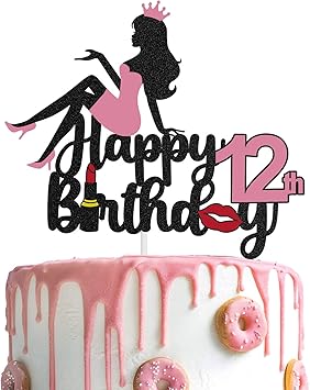 Amazon.com: LINGTEER Happy 12th Birthday Crown Queen Lady Thick Paper ...