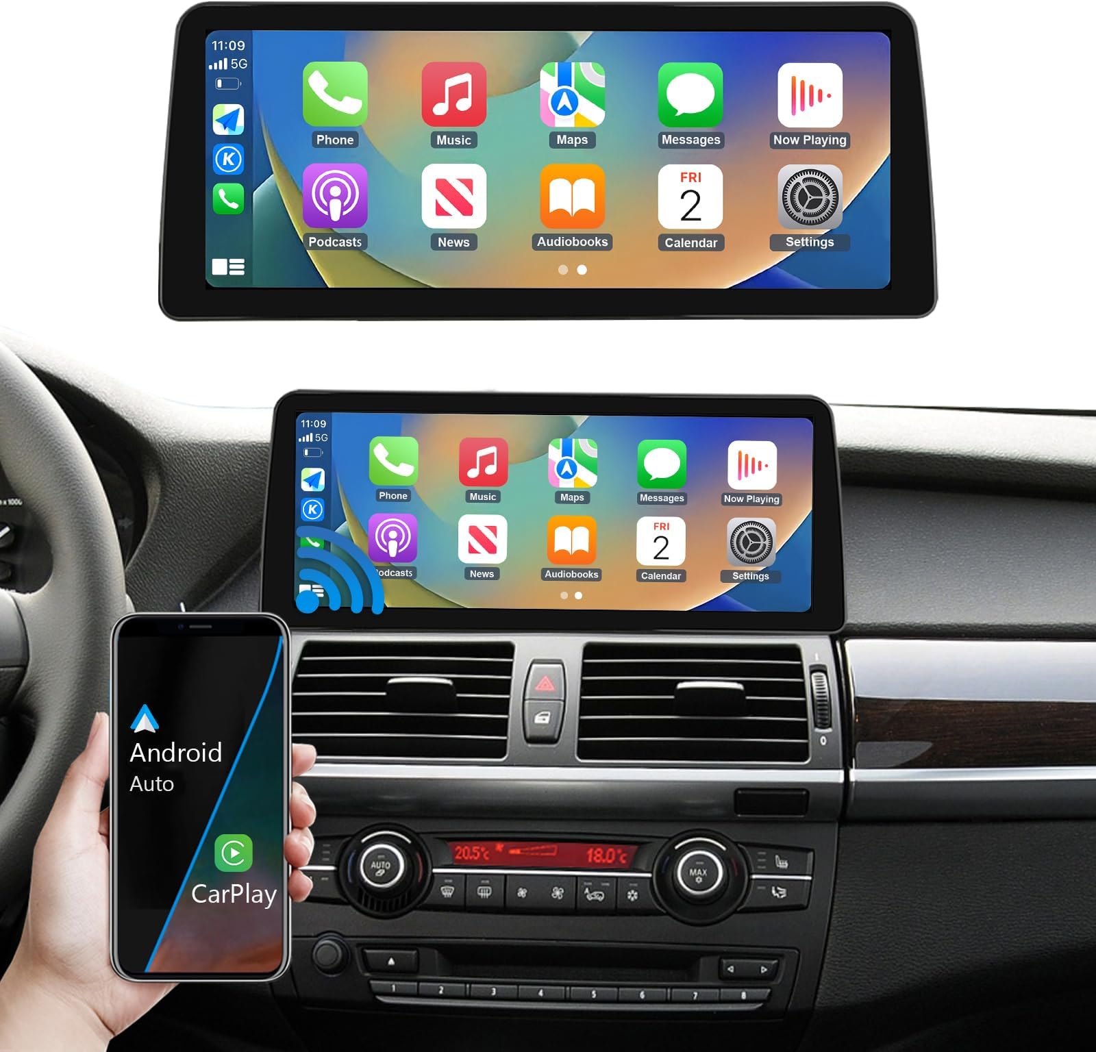 Amazon.com: Road Top 12.3 Inch Car Touchscreen Wireless CarPlay Android ...