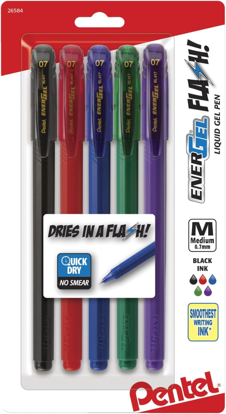 Amazon.com: EnerGel FLASH Liquid Gel Stick Pen, Asst. Colors, Set of 5 ...