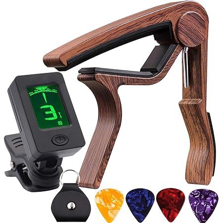 Amazon.com: Capo Guitar Capo Rosewood Capo with Guitar Tuner Clip-On ...