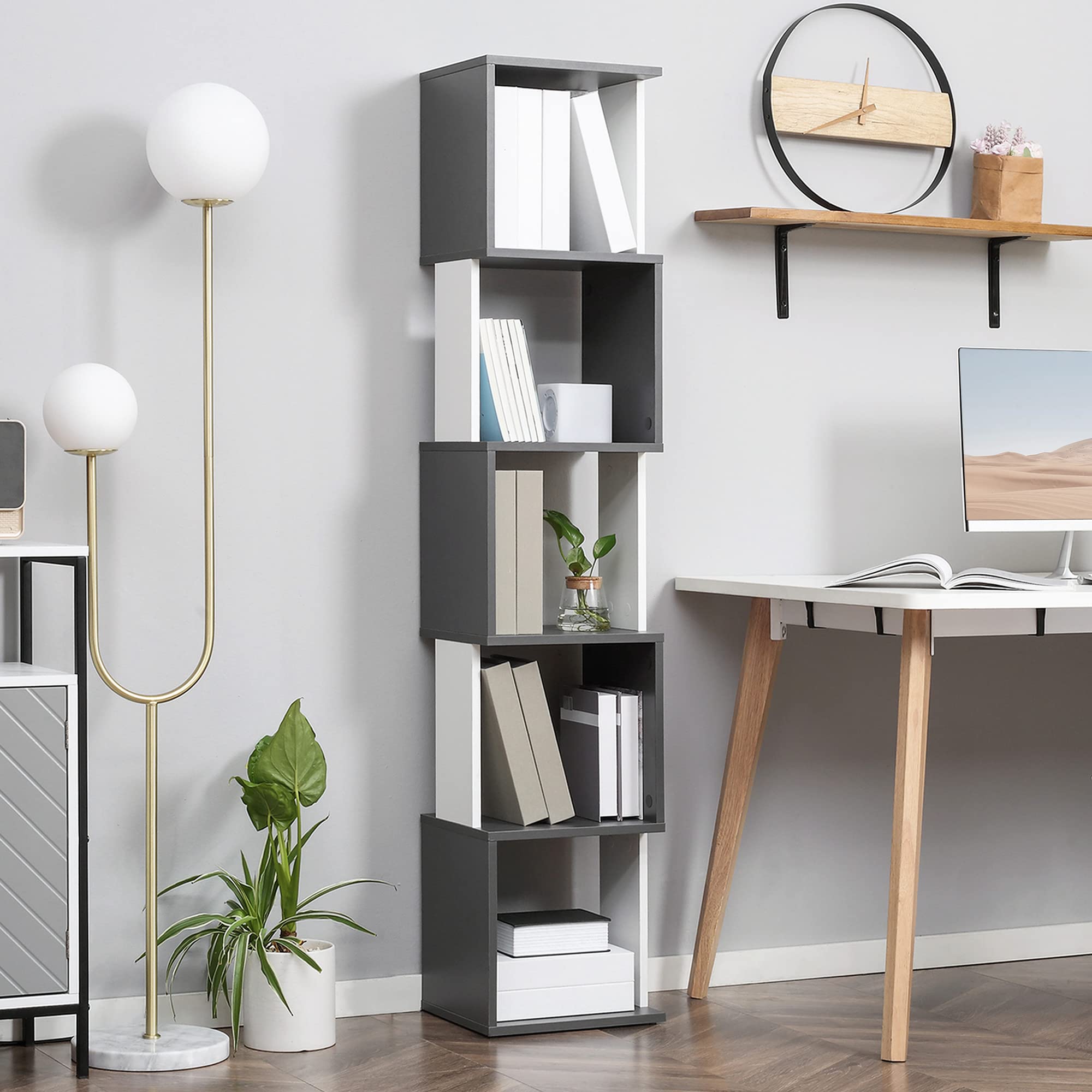 Homcom Bookcase HOMCOM Modern 5-Tier Bookshelf, Freestanding Bookcase ...