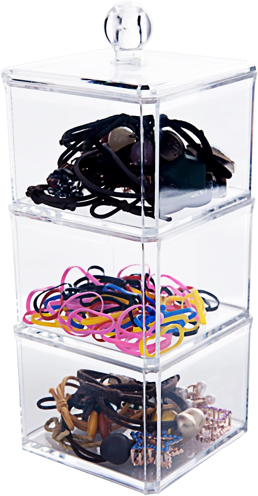 Amazon.com: Clear Bathroom Dresser Organizer 3 Compartment with 1 Lid ...