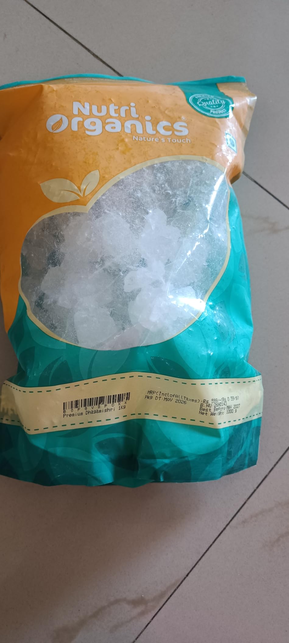 NutriOrganics Dhaga Mishri - 1 Kg | Pure Thread Crystal Mishri ...