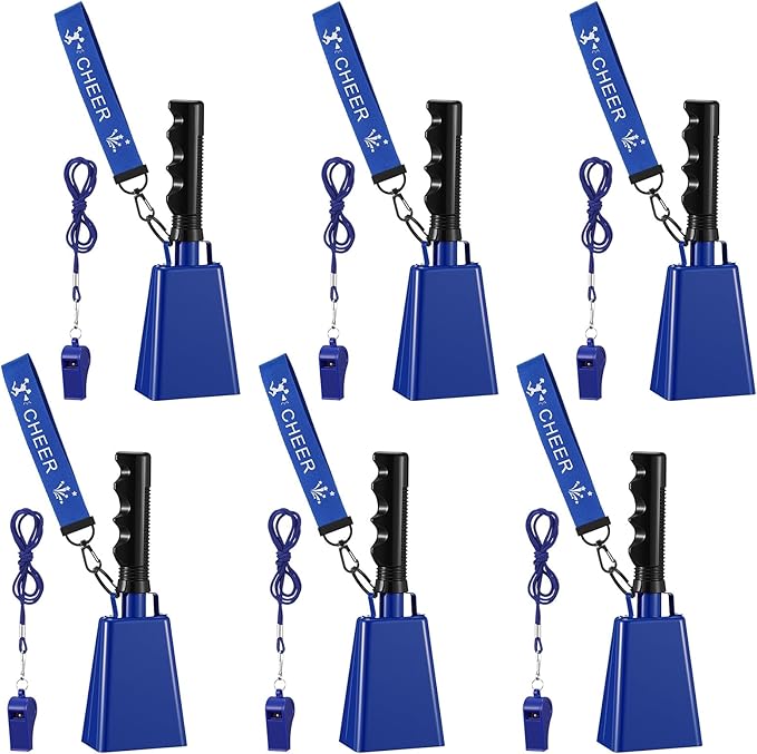 Amazon.com: Teyva Daily 12pcs 9 Inch Blue Metal Cowbell Sports Whistles ...