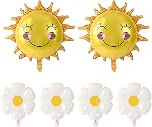 Amazon.com: HAIOPS Foil Sun Balloons Daisy Balloons Smiley Sun Flower ...