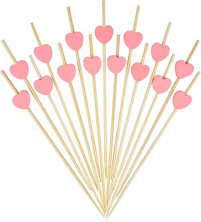 Amazon.com | Minisland Pink Heart Fancy Toothpicks for Appetizers 4.7 ...