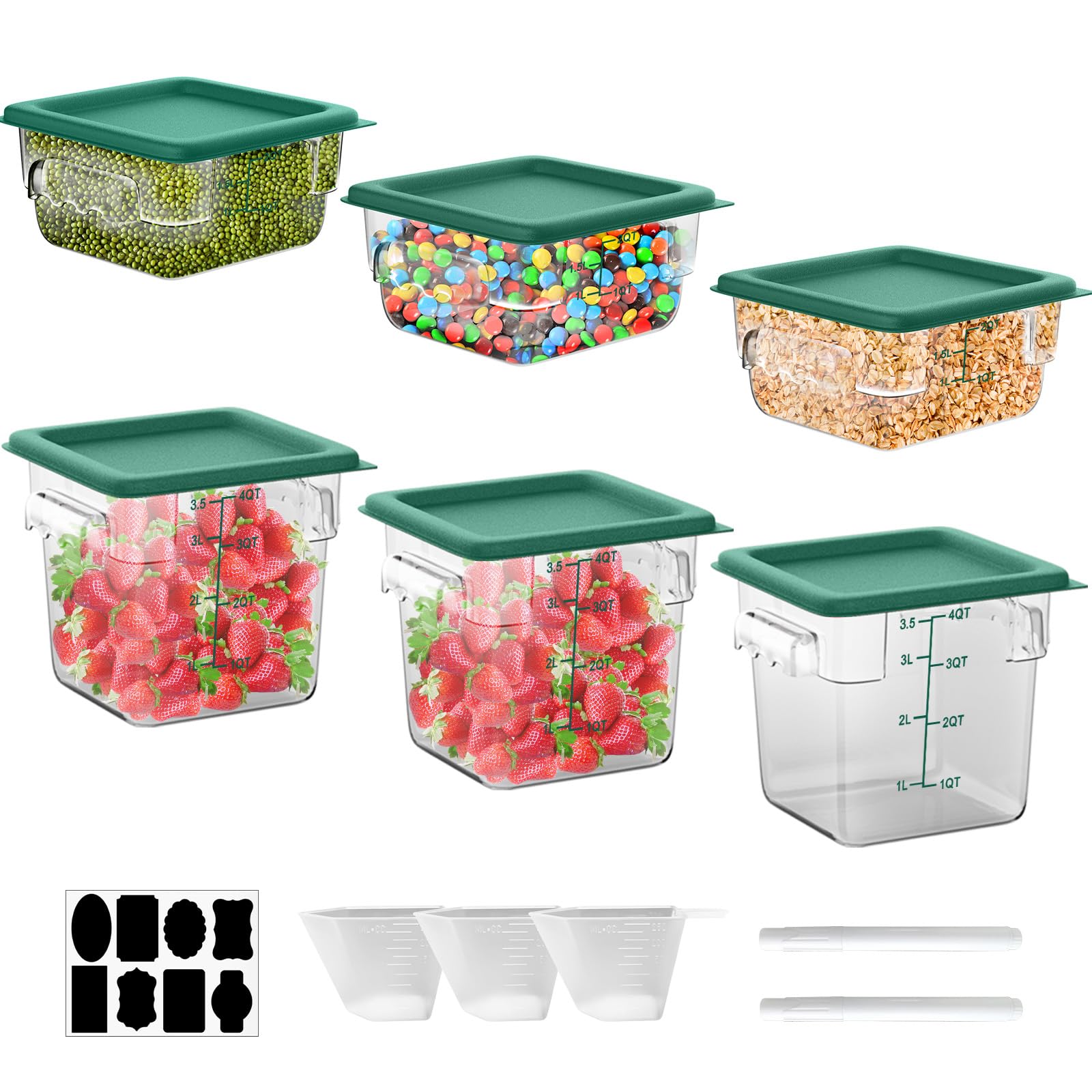 Amazon.com: 2QT4QT NSF Food Storage Containers: 6PCS [Food Grade][Hot ...