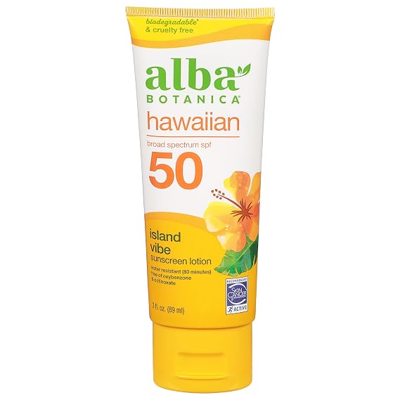 Amazon.com: Alba Botanica Sunscreen Lotion, SPF 50, Island Vibe, 3 Oz ...