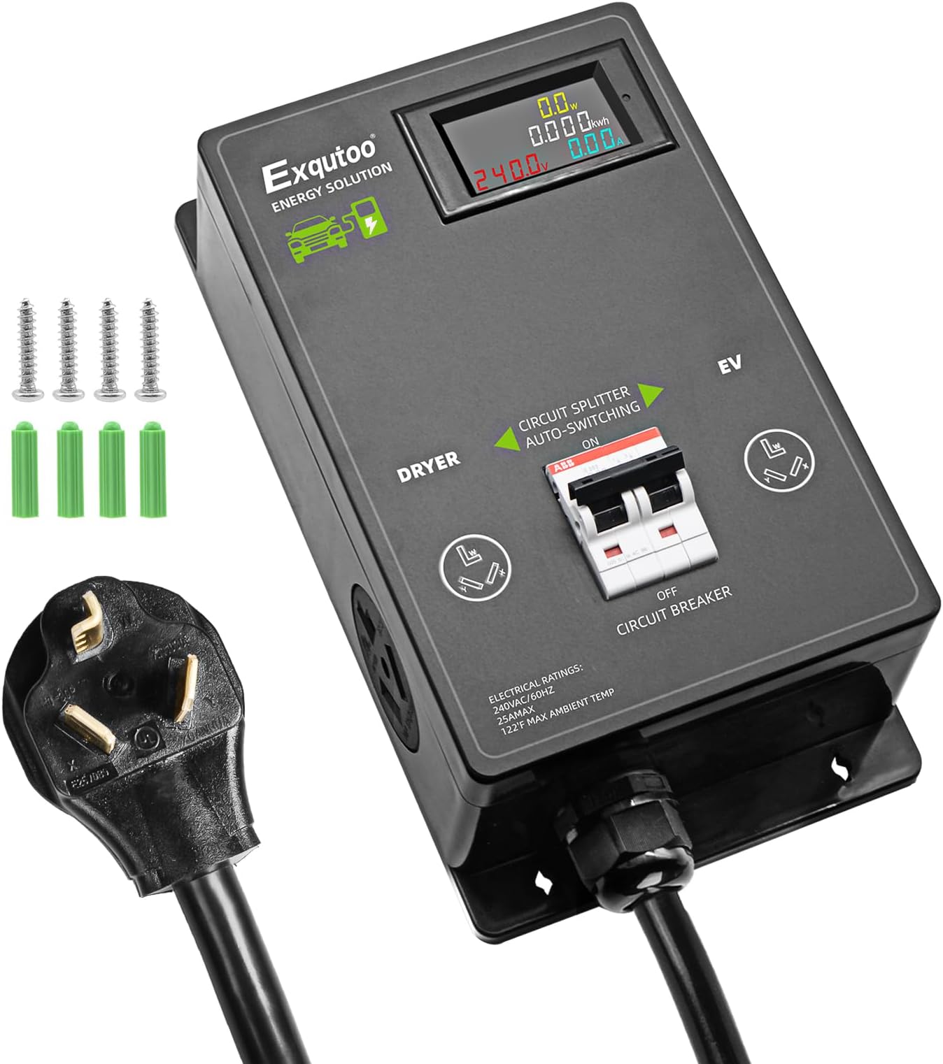 Amazon.com: Exqutoo 3 Prong (NEMA 10-30) Dryer Splitter with Breaker ...