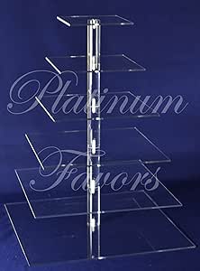 Amazon.com | 6 Tier Square Wedding Acrylic Cupcake Pole Stand Cupcake ...