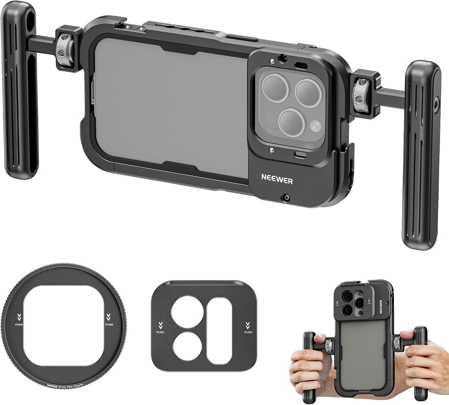 Amazon.com: NEEWER 15 Pro Phone Cage Video Rig with Dual Handles ...