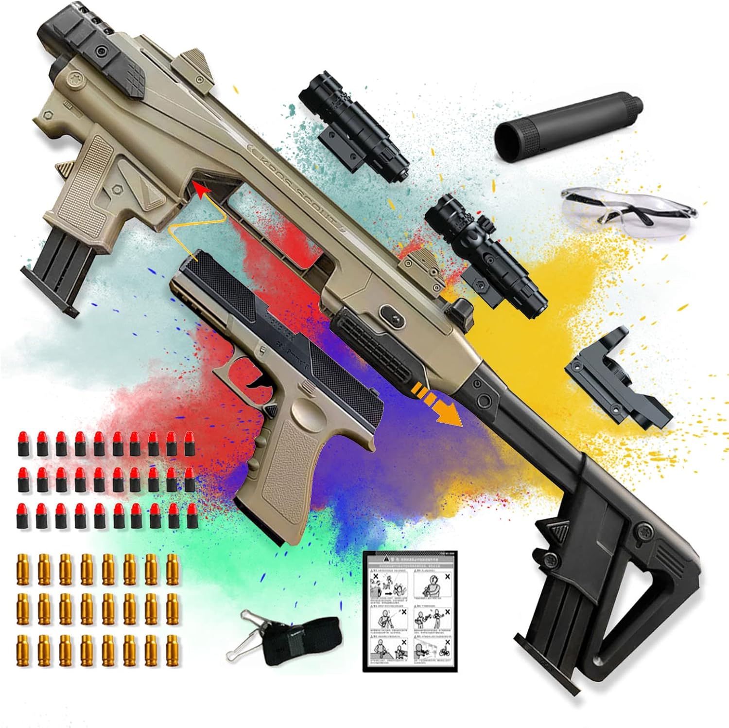 Toy Foam Blaster&Plastic Gun for Boys with Accessory Kit, Manual Toy ...