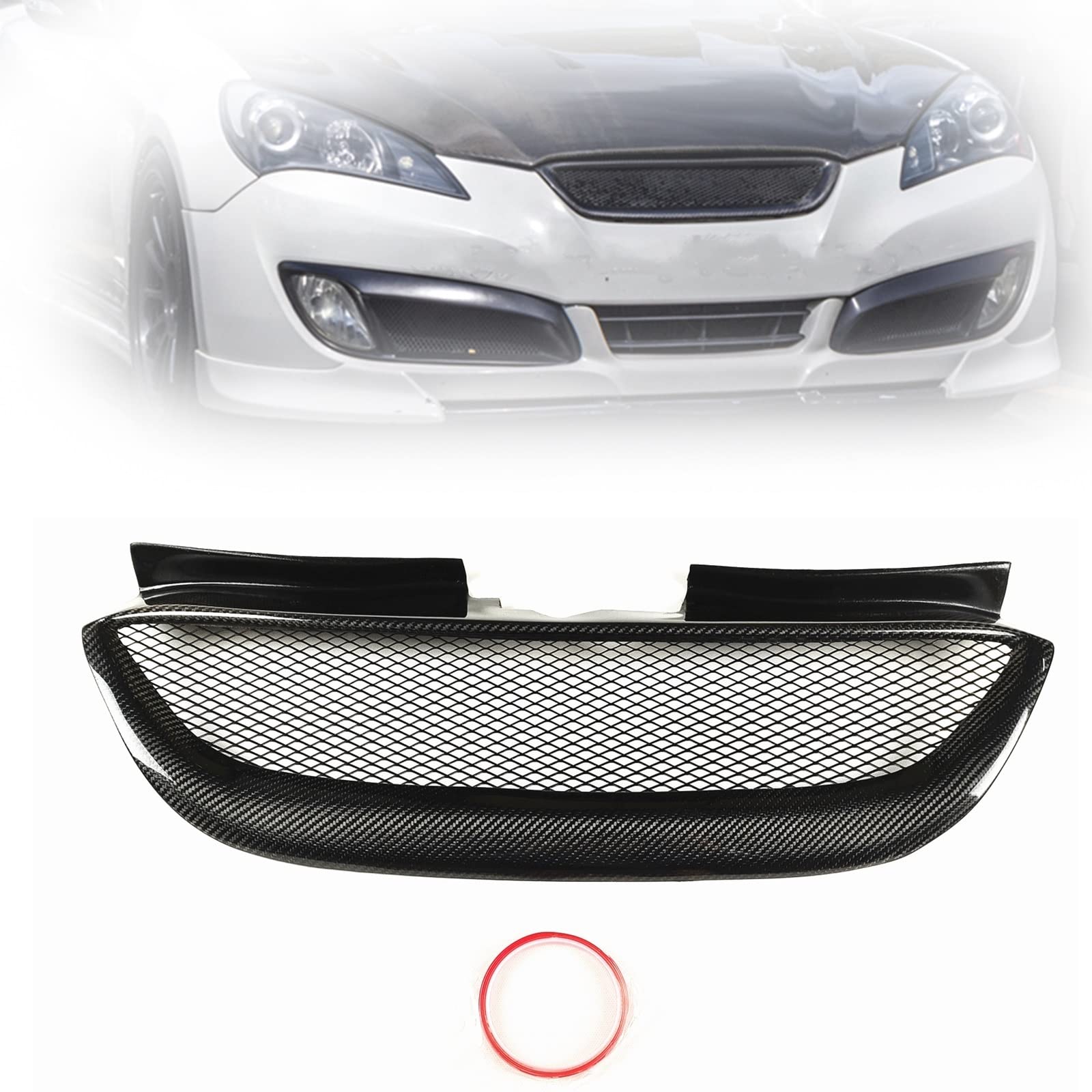 Buy KIZQYN Real Carbon Fiber Front Grille Racing Grills For Hyundai For ...