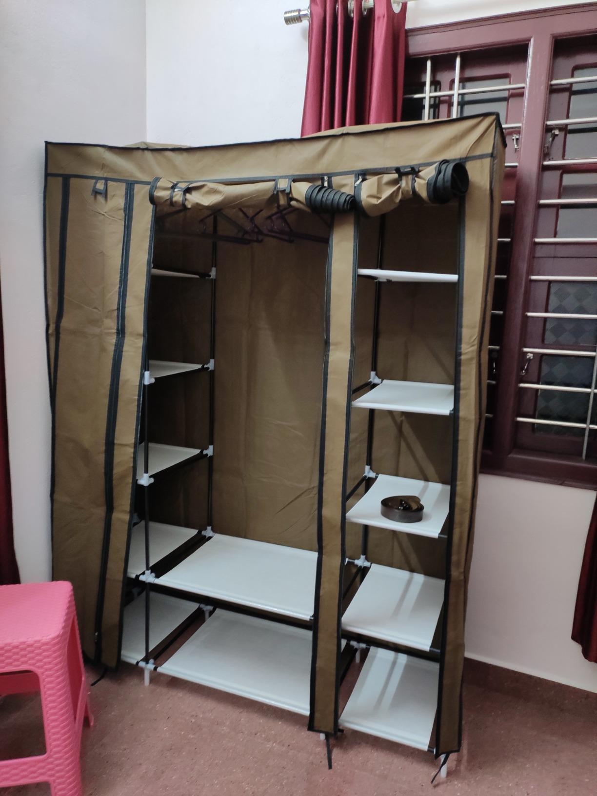 KRISHYAM® Fancy and Portable Foldable Almirah Wardrobe with 6 Cabinet ...