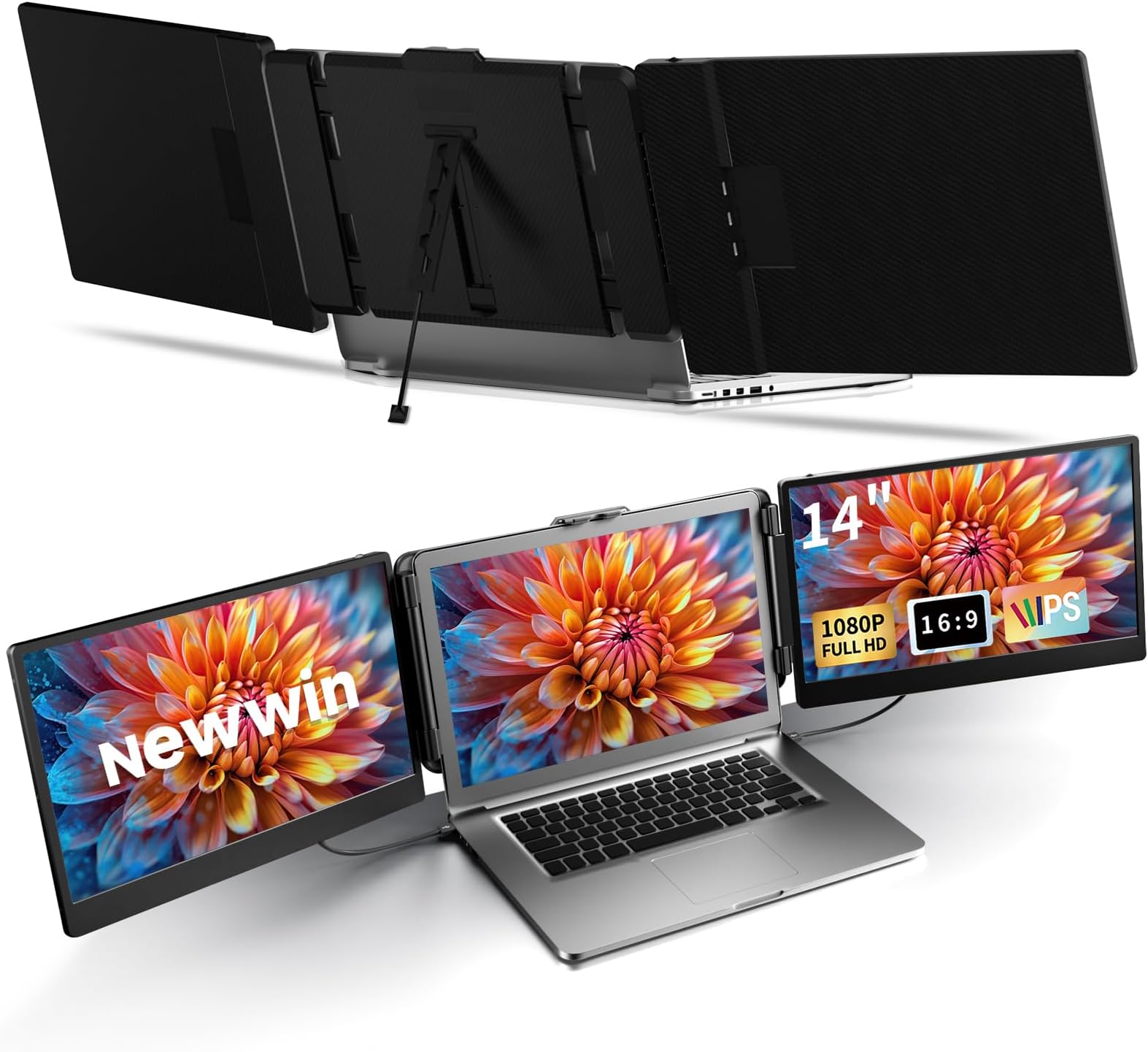 Laptop Screen Extender Monitor 14" FHD 1080P IPS Triple Screen Laptop ...