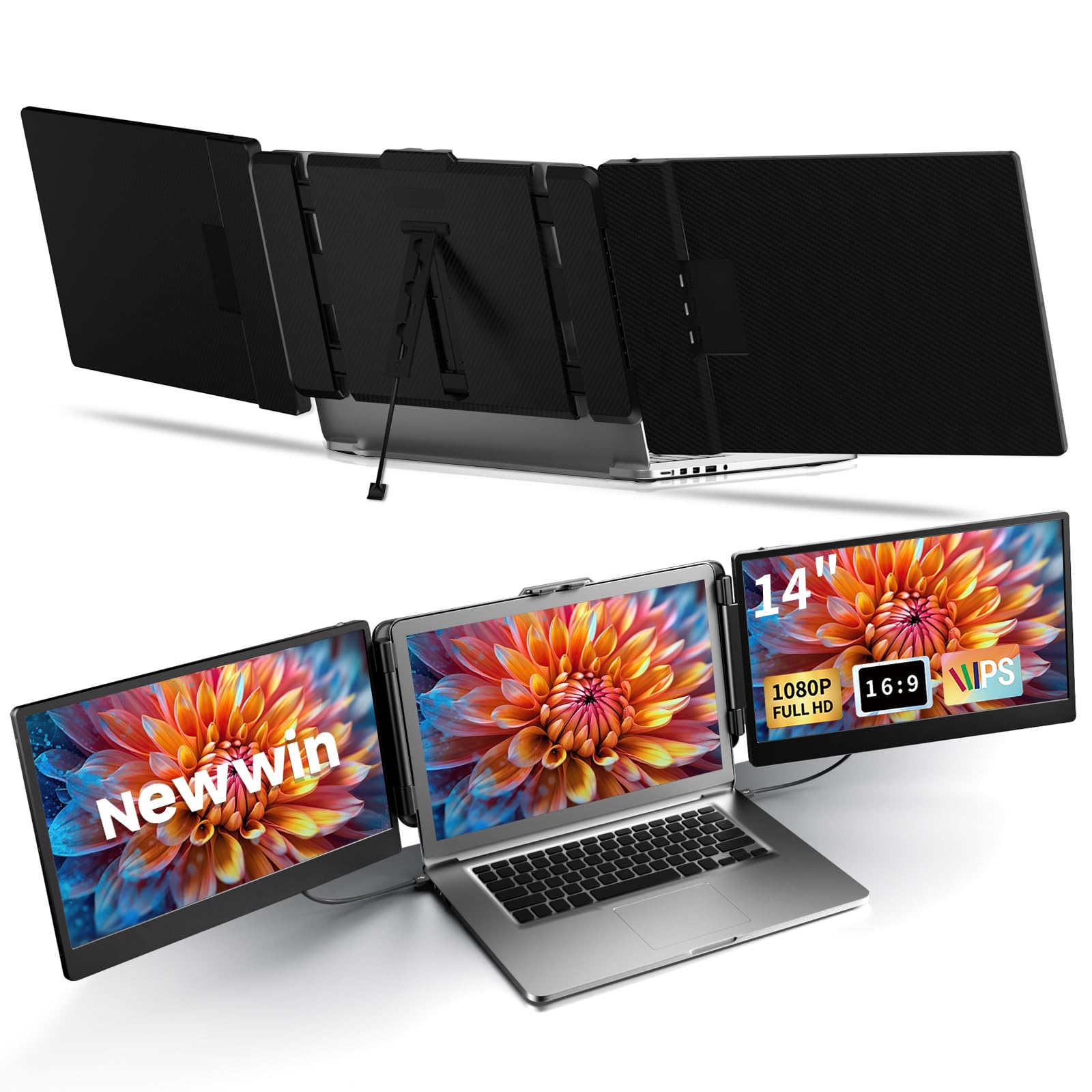 Newwin Triple Écran Moniteur Portable - 14 "FHD 1080P IPS Extension ...