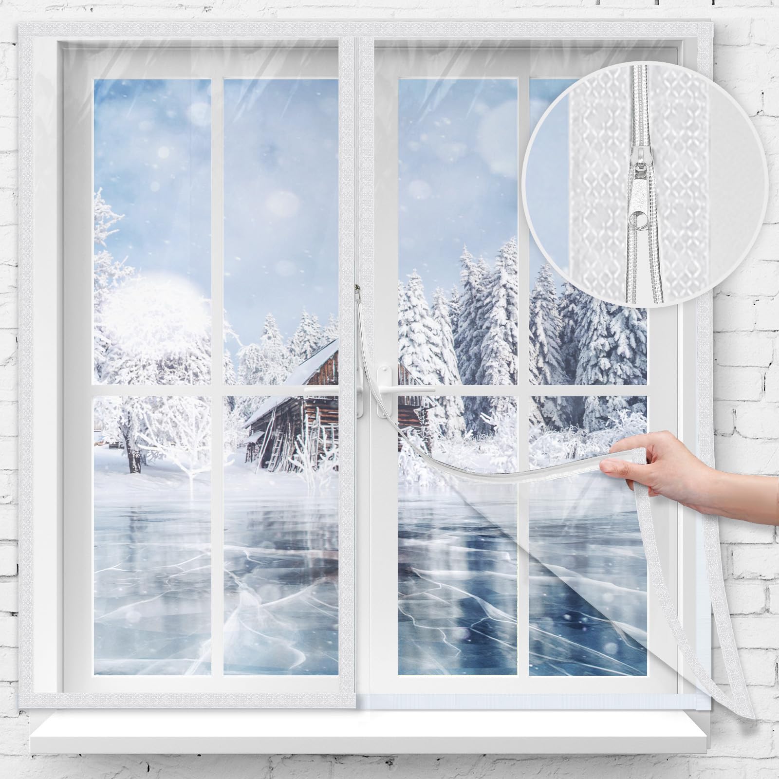 Beeveer 47 x 63 Inch Window Insulation Kit with Zipper Winter Window ...