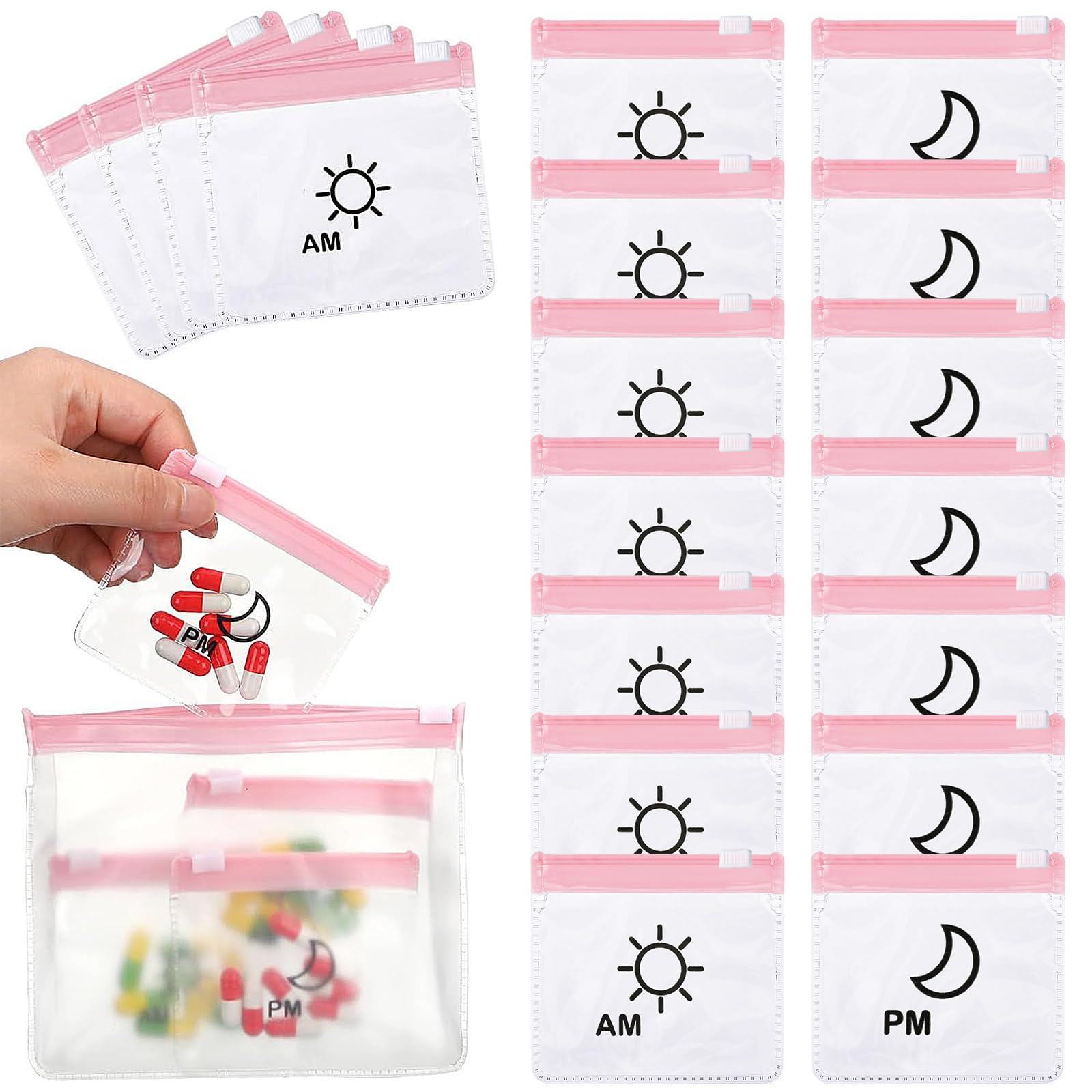 Amazon.com: Colarr 14 Pcs AM PM Pill Pouches for Medicine Pill Bags ...