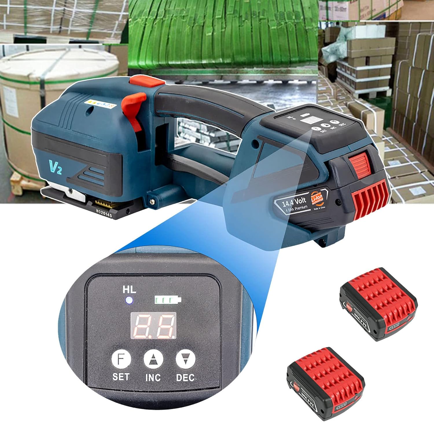 Portable Electric Strapping Machine, V2 Banding Tools for 1/2-5/8 Inch ...