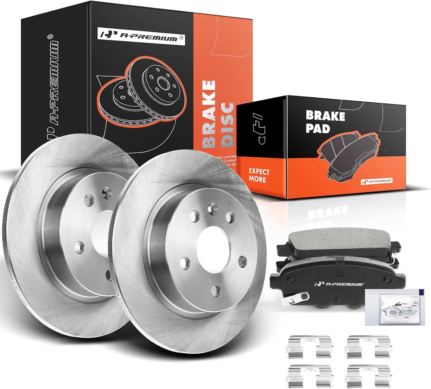 A-Premium 10.55 inch (268mm) Rear Solid Disc Brake Rotors + Ceramic ...