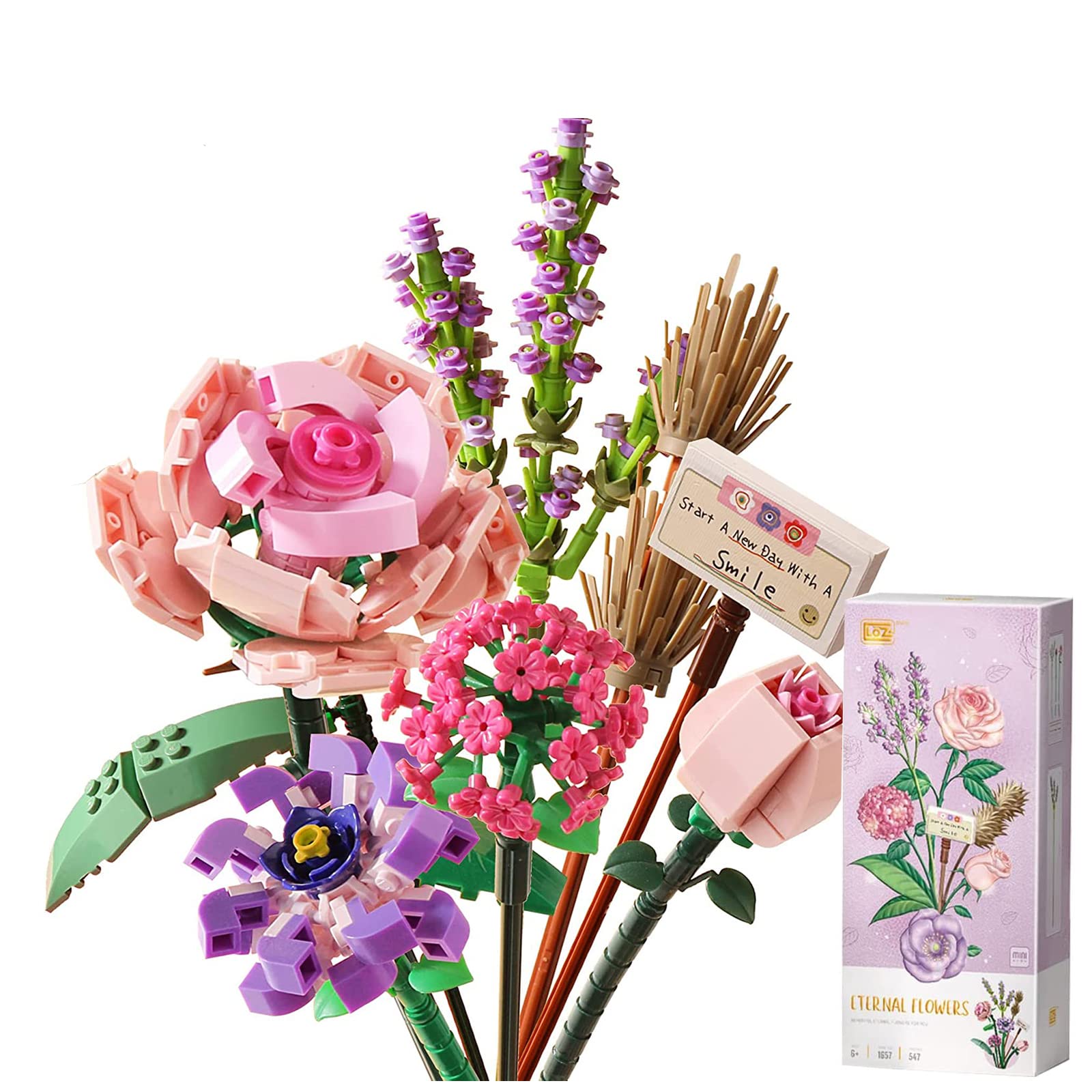 Bricks Building Sets Mini Flower Bouquet, Creative Blocks DIY ...