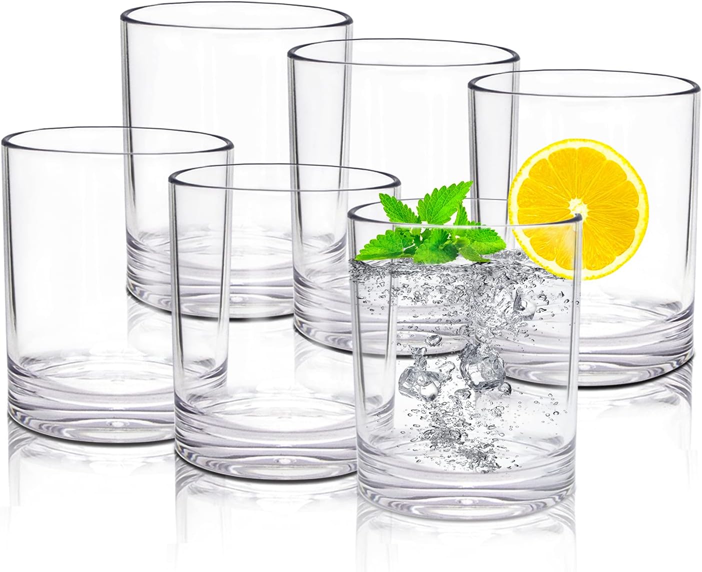 Amazon.com | Golemas Plastic Drinking Glasses Set of 6, Reusable ...
