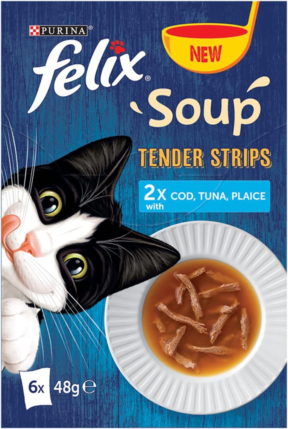 FELIX Soup Fish Selection Plaice, Tuna and Cod Wet Cat Food 6x48g ...