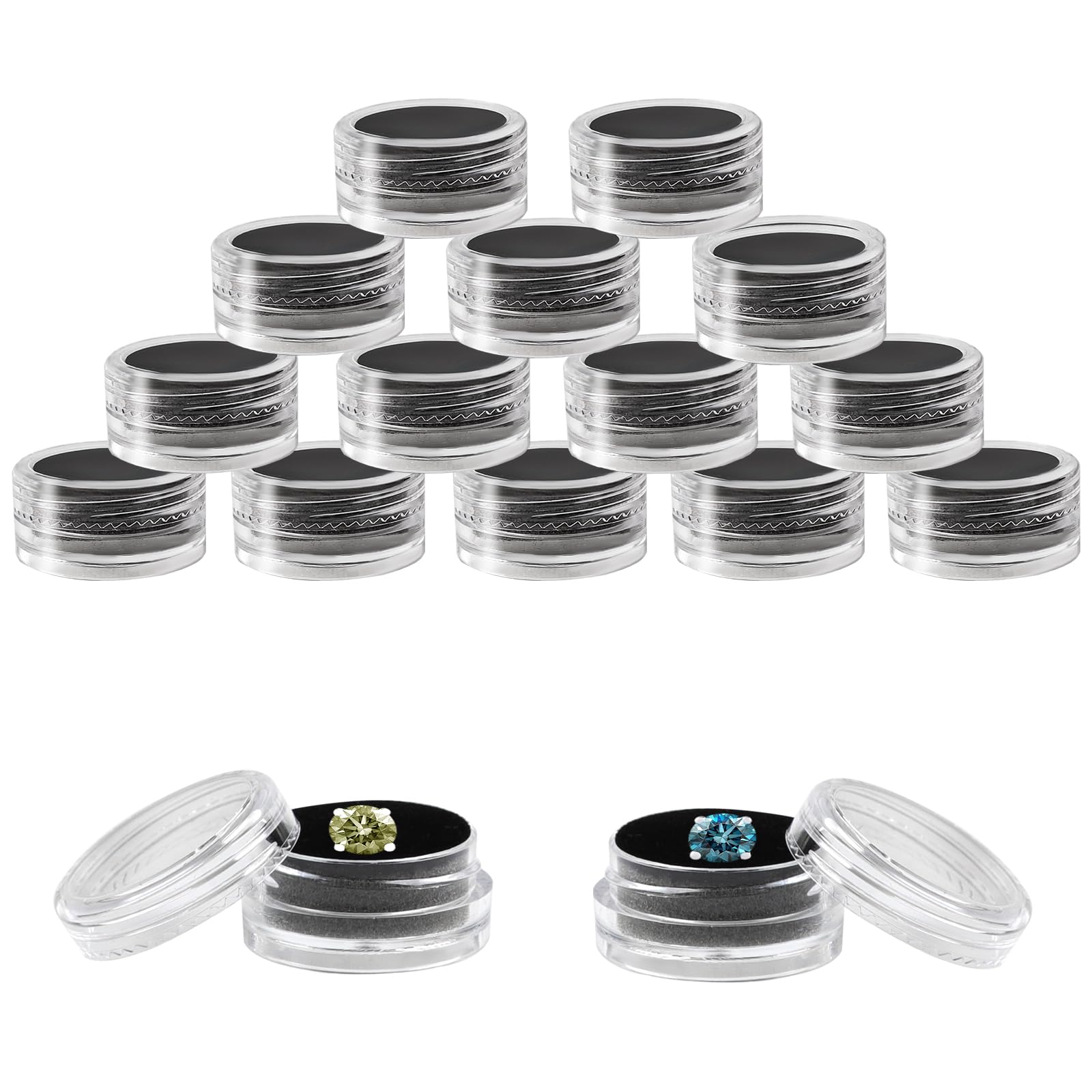 Amazon.com: Maxqzin 16Pcs Mini Round Stone Box Black Gemstone Display ...