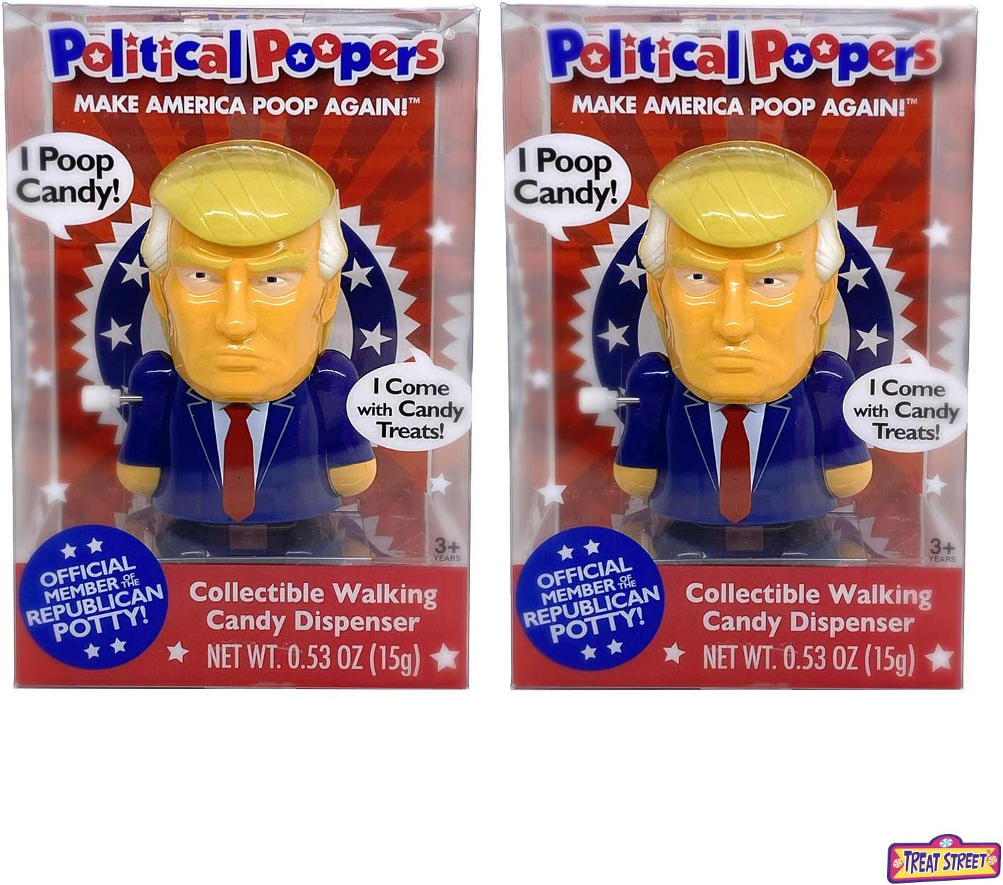 Amazon.com: Political Poopers 2-Pack President Trump Candy Dispenser ...