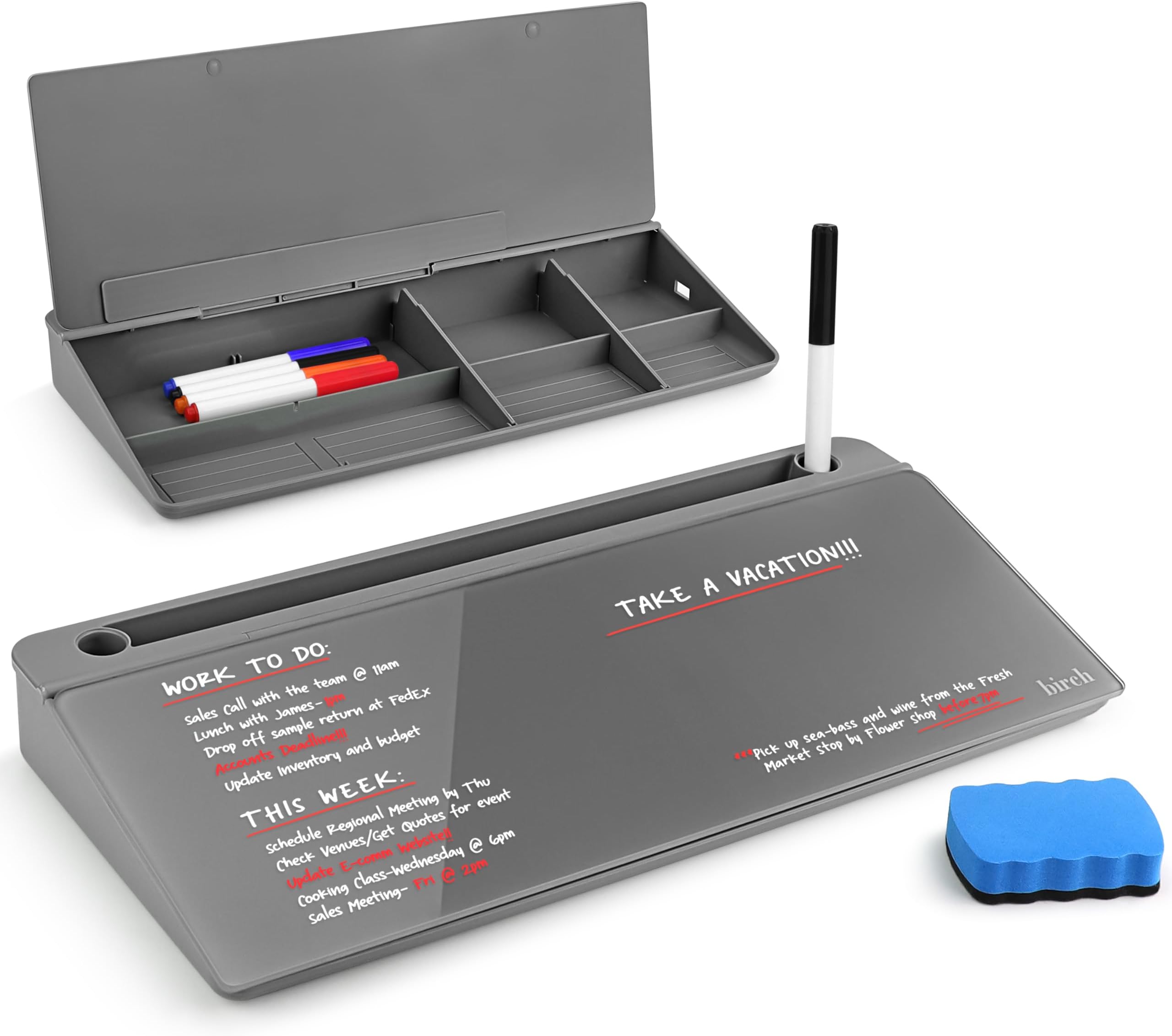 Amazon.com : Birch Desktop Whiteboard with Storage & Multiple Markers ...