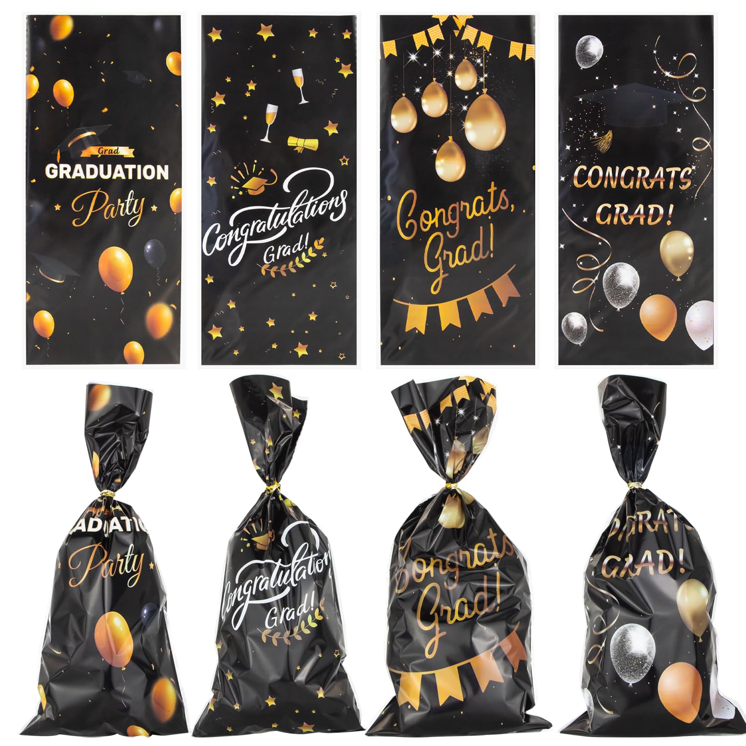 Graduation Cellophane Treat Bags, 2024 Congrats Graduates Candy Present ...