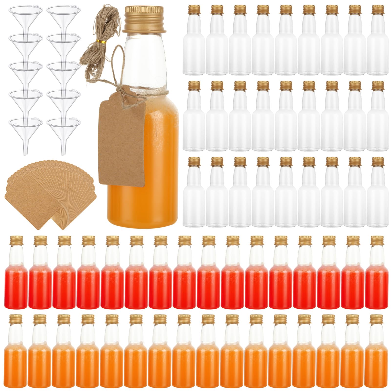 Amazon.com: ACXFOND 100 Pcs Mini Liquor Bottles Set, 2oz Mini Empty ...