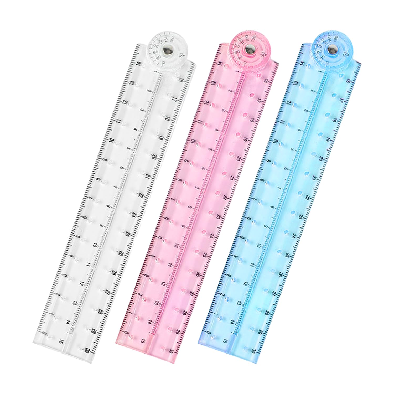 Rumyve3pcs Foldable Transparent Ruler Kit,Plastic Geometry Clear Ruler ...