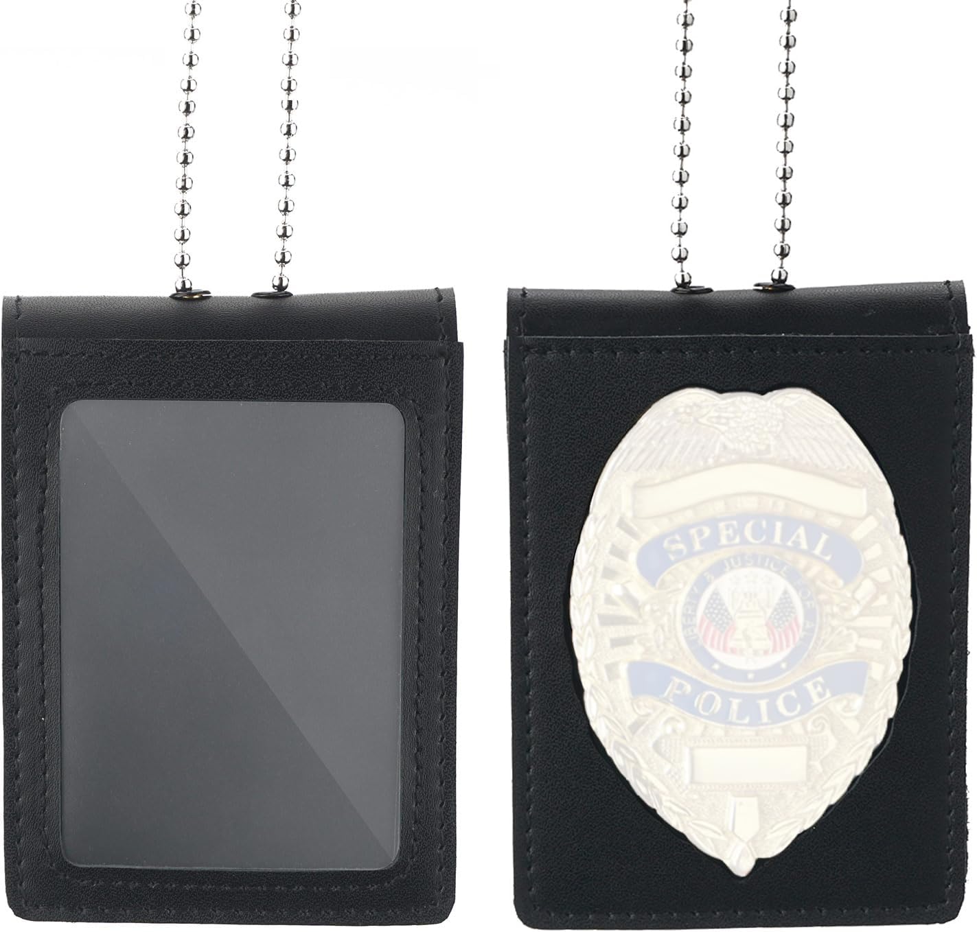 Amazon.com : Neck Chain Badge and ID Holder with Extra Hidden Inside ID ...