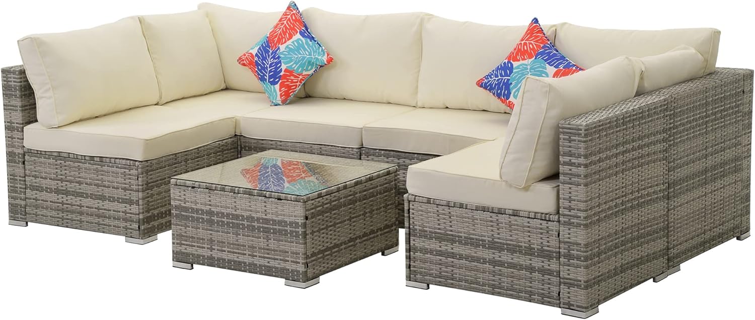 Amazon Seogwisam 7 Piece Patio Furniture Set Wicker Outdoor