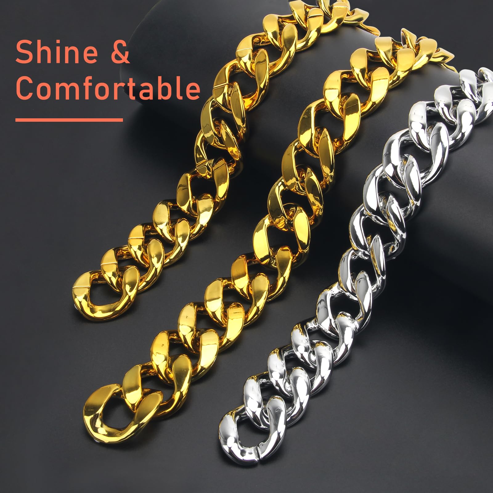 Snapklik.com : Hip Hop Chunky Gold & Silver Chain 2 Pack, 32 Inch ...