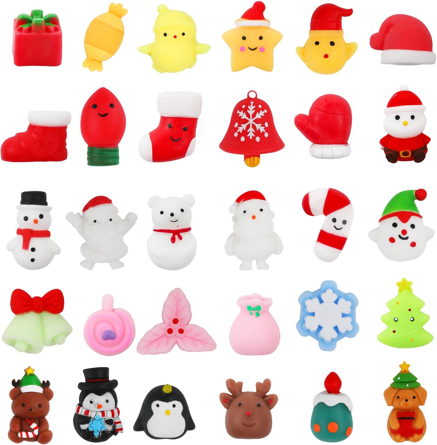 VEYLIN Christmas Squishy Toys, 30 Pcs Cute Toys for Kids Party Supplies ...