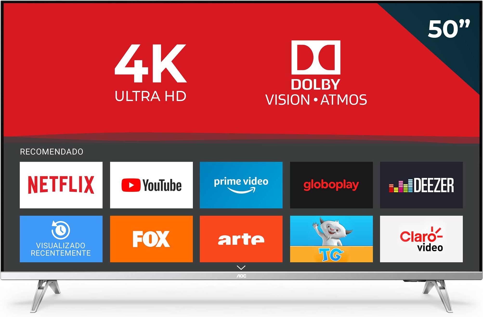 Smart TV AOC 50" 4K 50U6305/78G UHD 3 HDMI 2 USB HDR10+ Dolby Vision ...