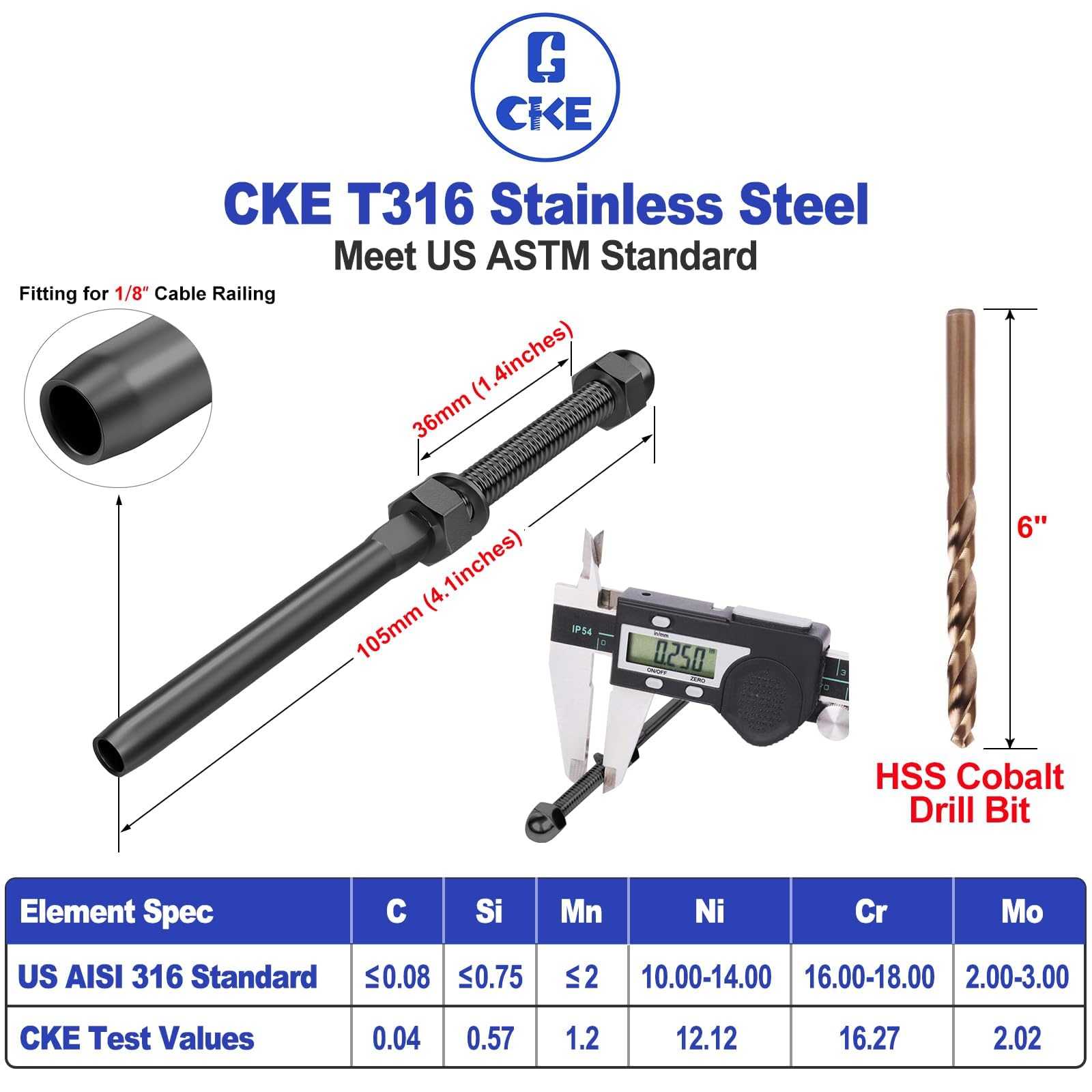 Snapklik.com : CKE 20 Pack Black Cable Railing Kit Hand Swage Threaded ...