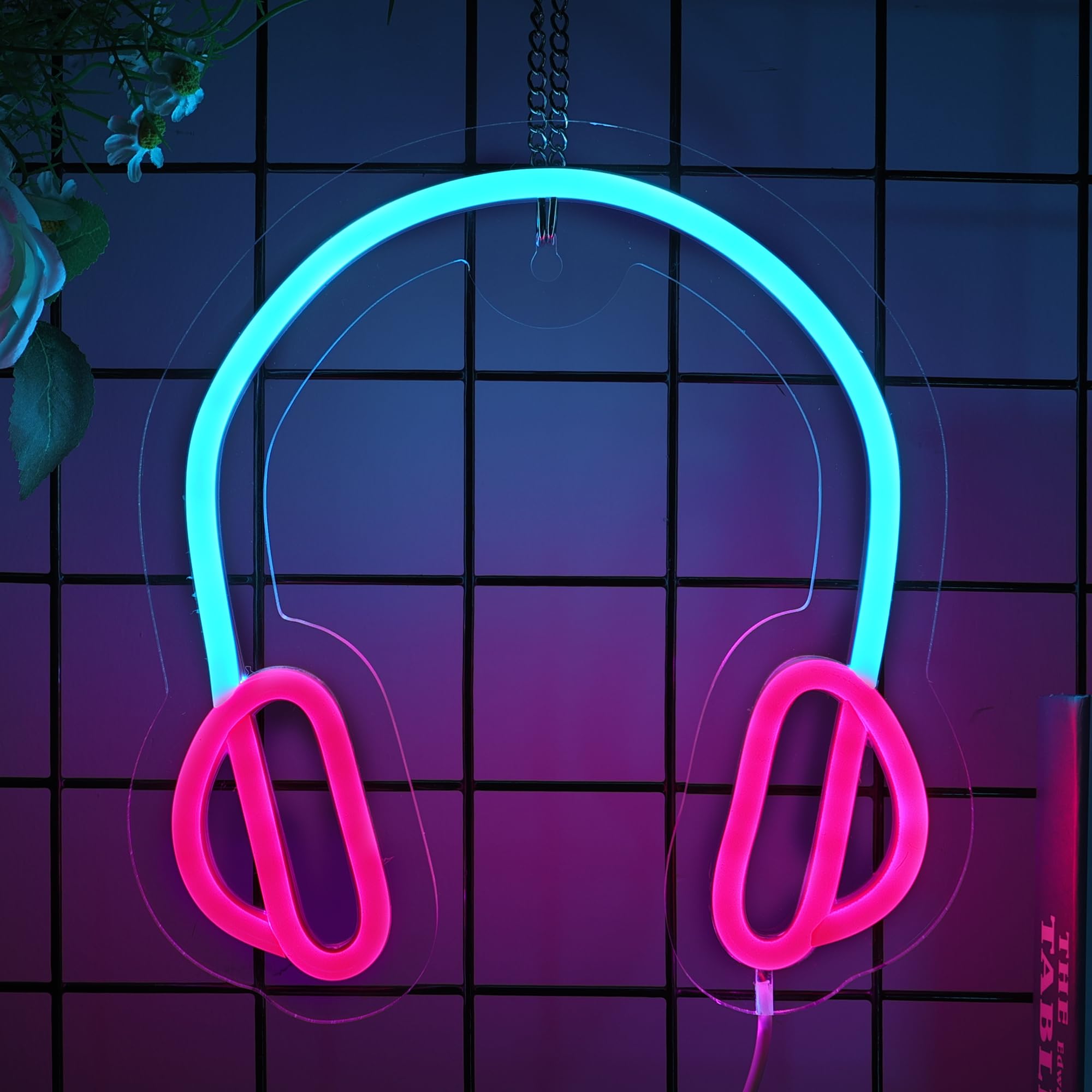 Headset Neon Signs LED Night Light Neon Game USB Charging/Battery ...