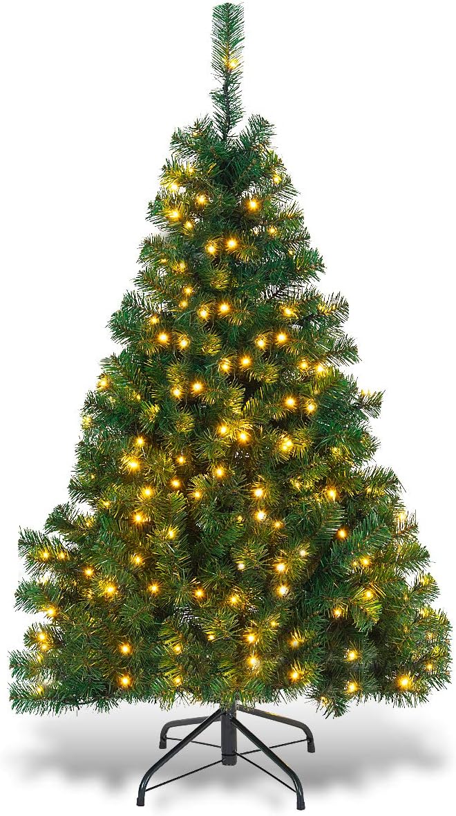 Amazon.com: Goplus 4.5ft Pre-Lit Artificial Christmas Tree, Premium ...